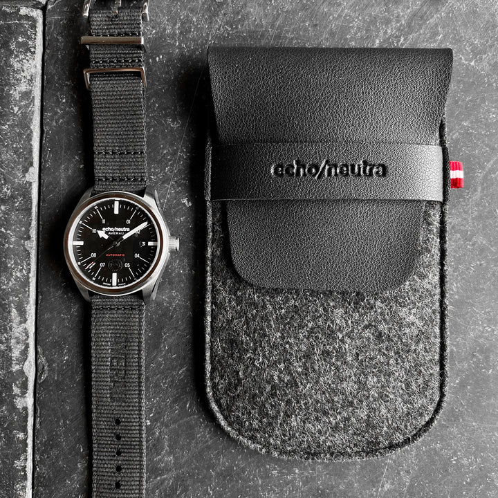 Felt and leather watch wallet – echo/neutra